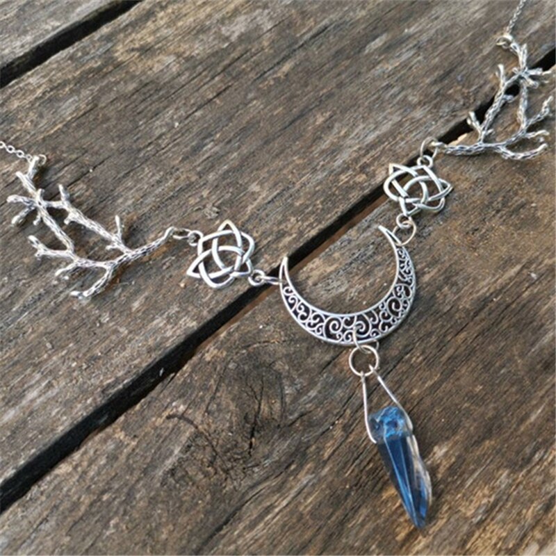 Magic Forest Branch Elf Moon Quartz Necklace, Witch, Pagan, Triple Moon ...